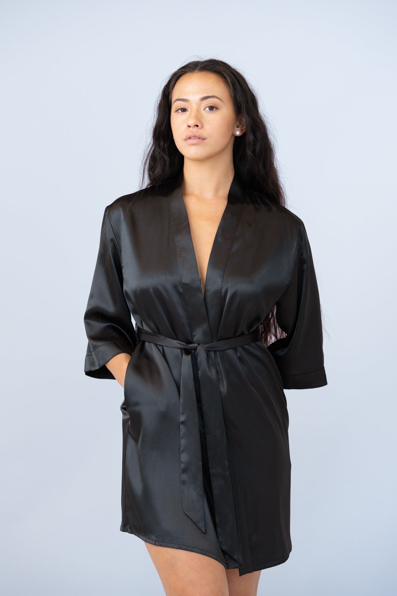 Signature Satin Robe - Onyx – Sleeping Booty