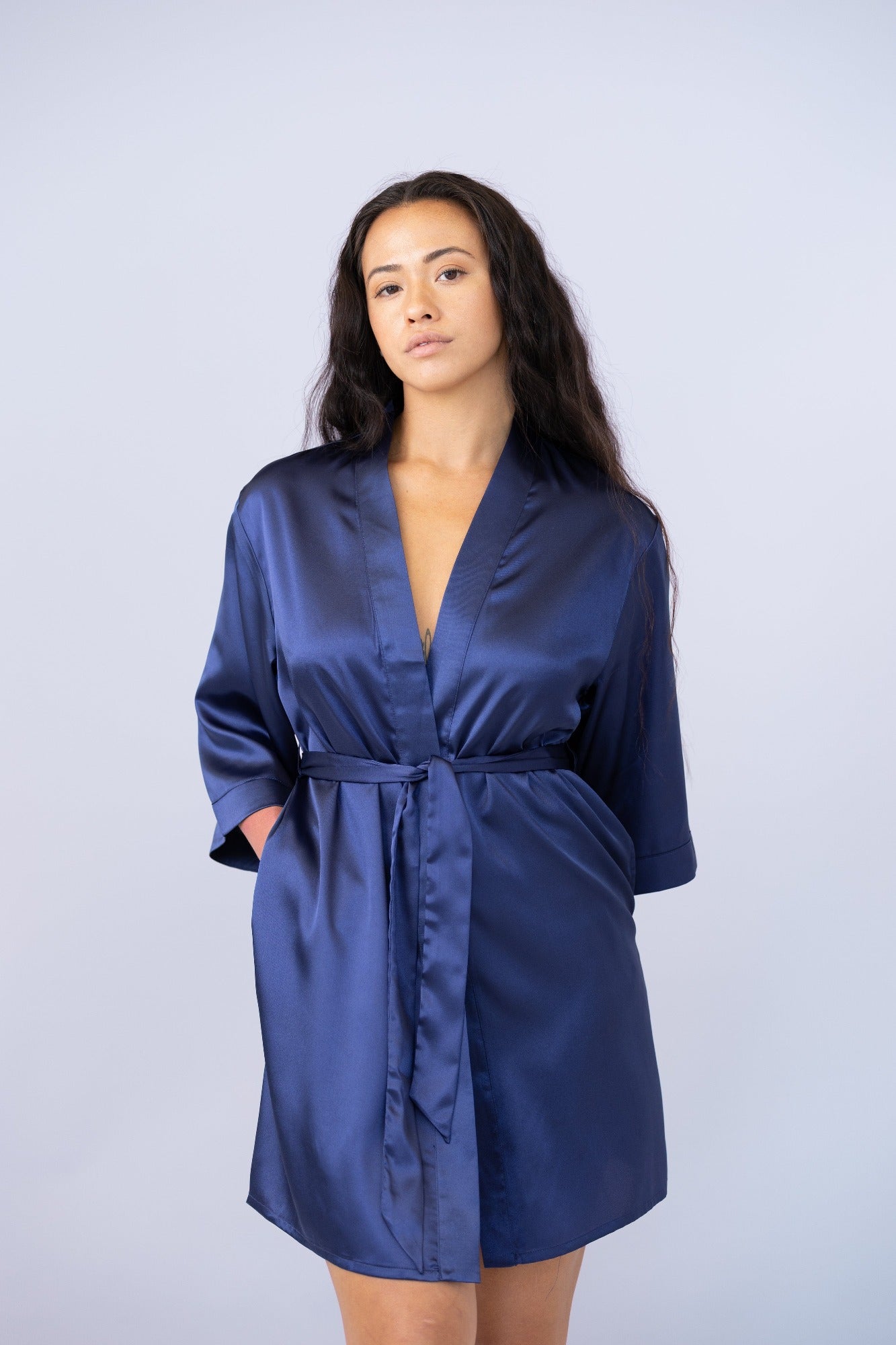 Signature Satin Robe - Royal Navy – Sleeping Booty